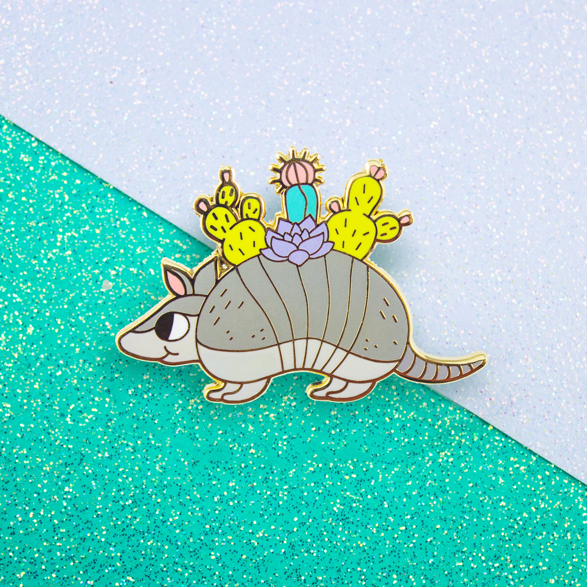 Armadillo Garden Enamel Pin – Floating Forest Studio